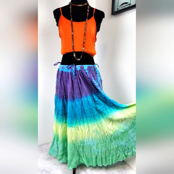 Indigo | Skirts | Indigo Hippie Bohemian Tie Dyed Skirt | Poshmark